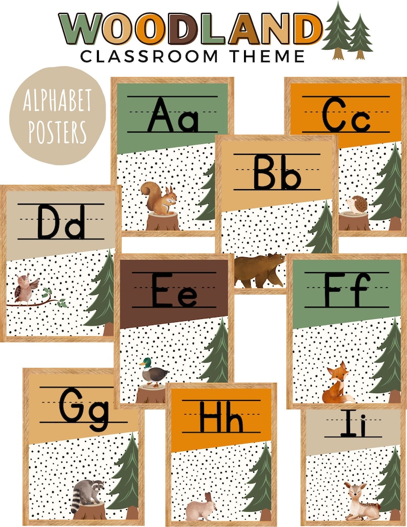 Woodland Classroom Alphabet Posters - Etsy