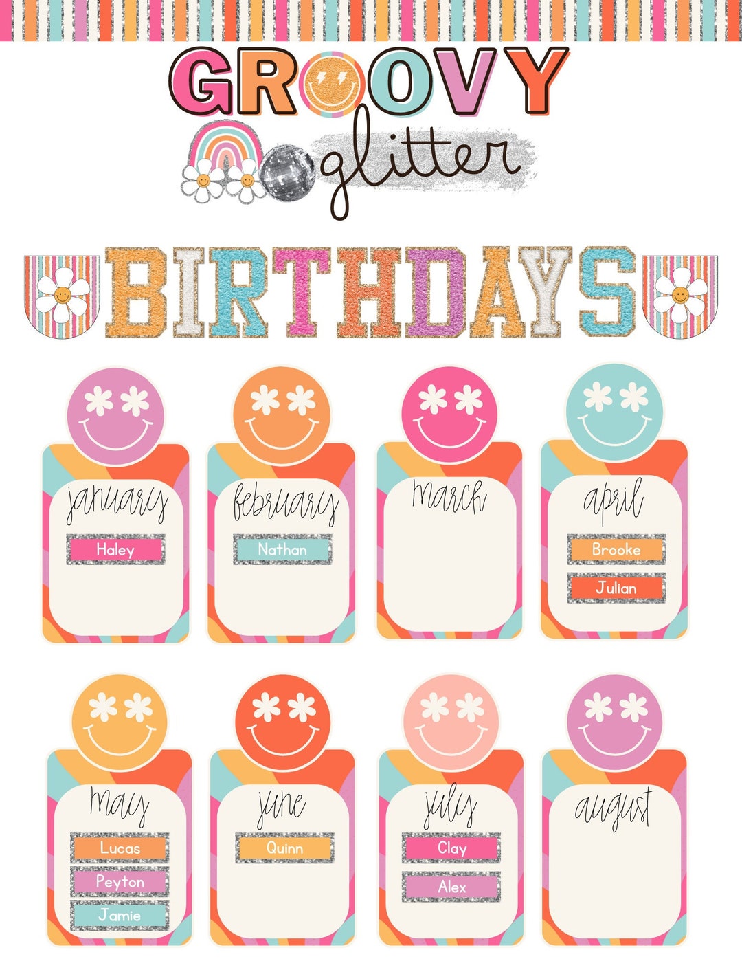 Groovy Glitter Class Birthday Display - Etsy