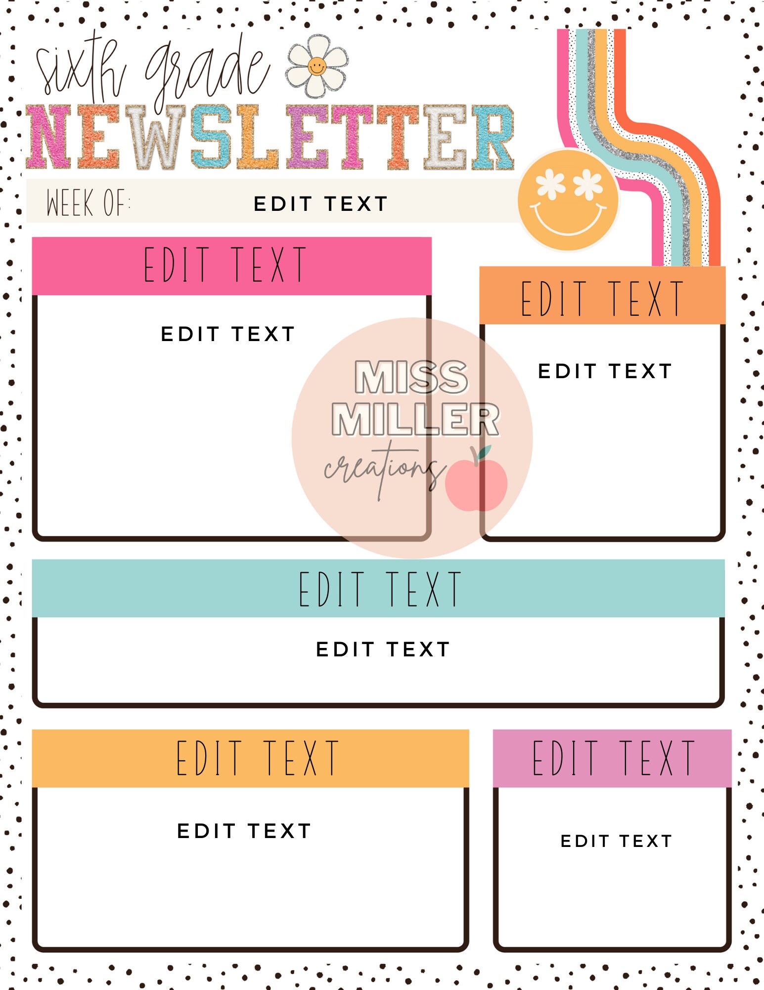 Groovy Glitter Newsletter editable - Etsy