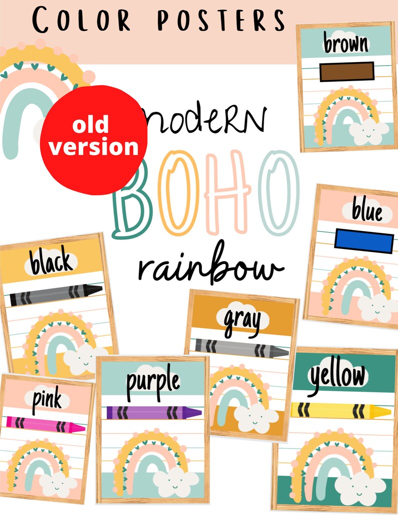 Modern Boho Rainbow Classroom Color Posters - Etsy
