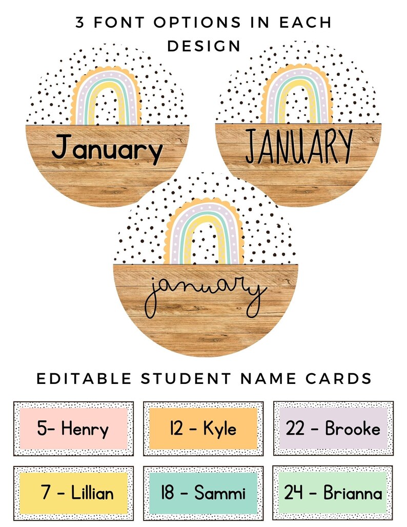 Pastel Boho Rainbow Class Birthday Display editable - Etsy