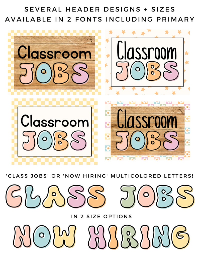 Groovy Pastel Class Jobs Display [editable] - Etsy