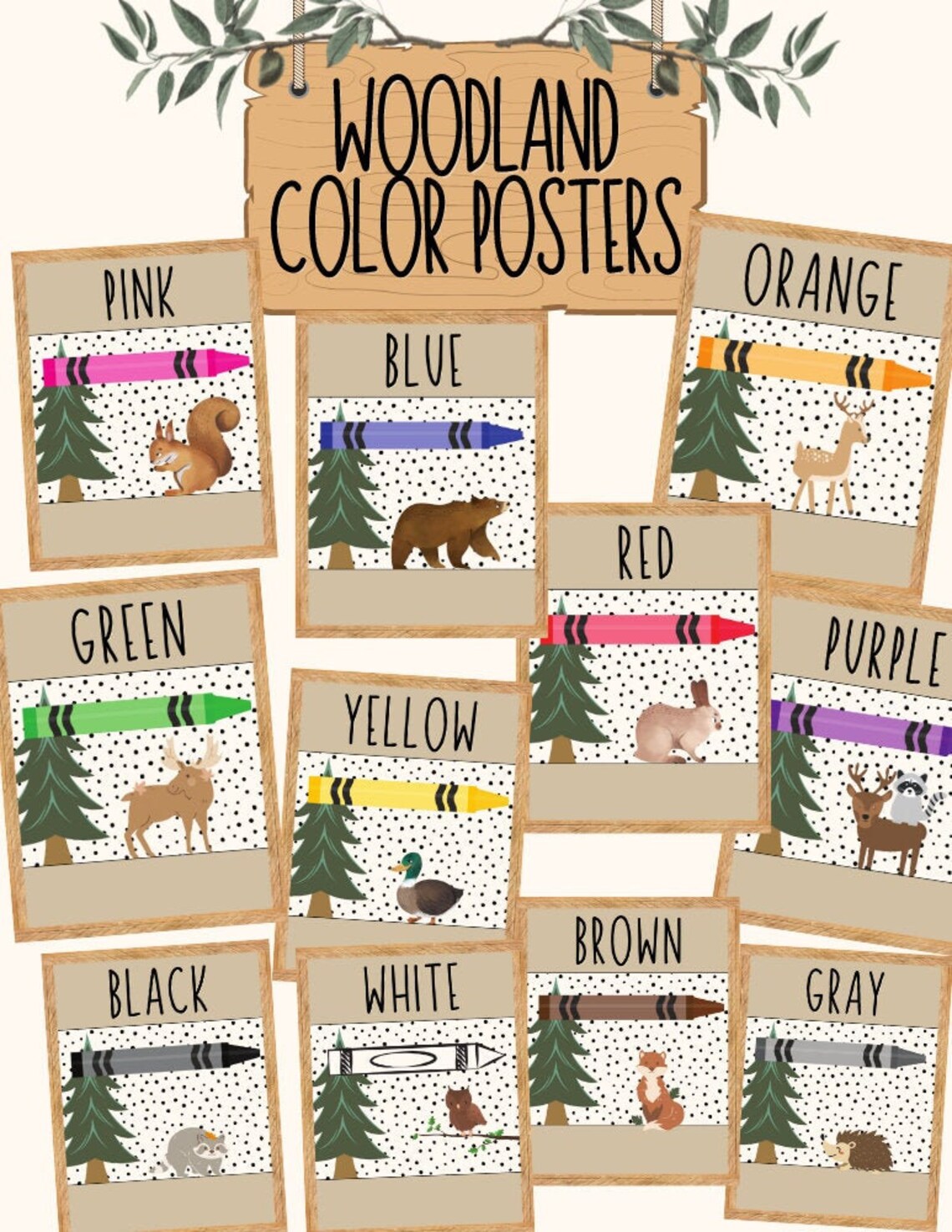 Woodland Classroom Color Posters | Etsy