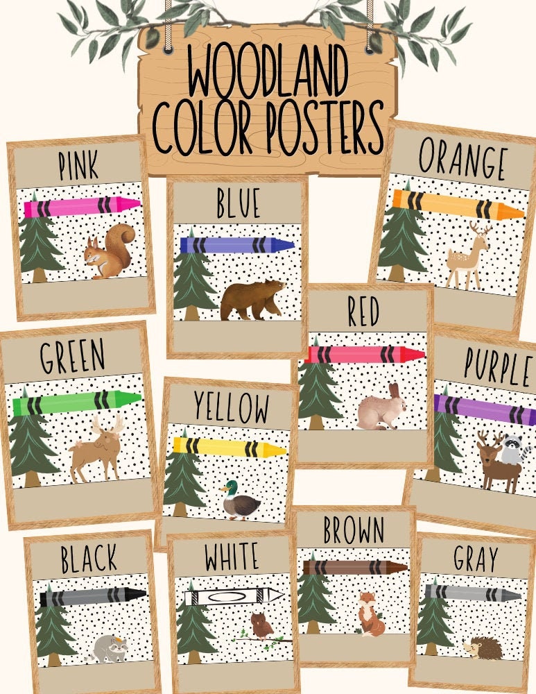 Woodland Classroom Color Posters | Etsy