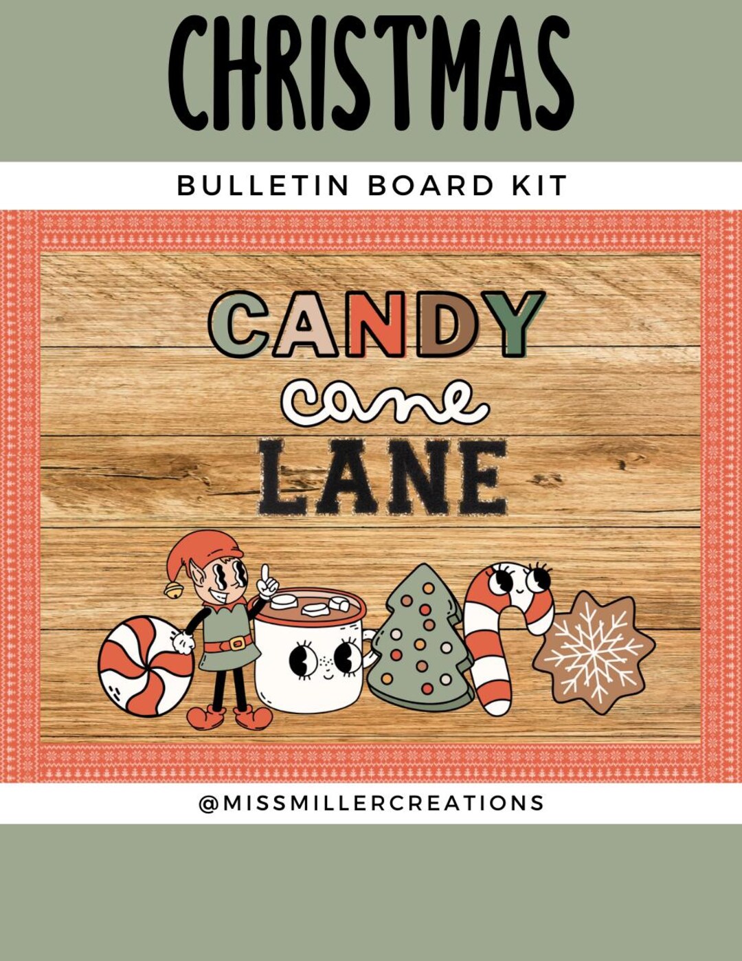 Candy Cane Lane [the Holly Jolly Era] Bulletin Board Kit - Etsy