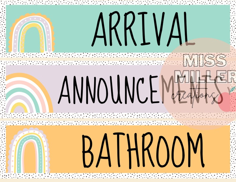 Pastel Boho Rainbow Classroom Schedule editable - Etsy