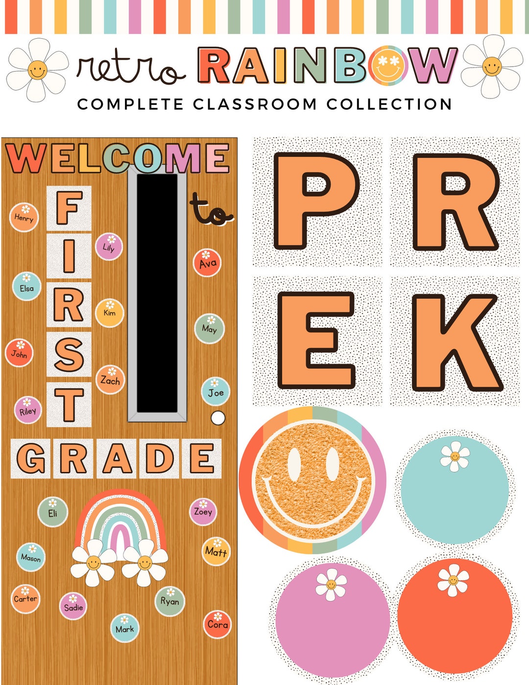 Retro Rainbow Classroom Door Display - Etsy