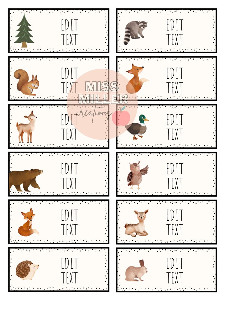 Woodland Teacher Toolbox Labels [editable] - Etsy