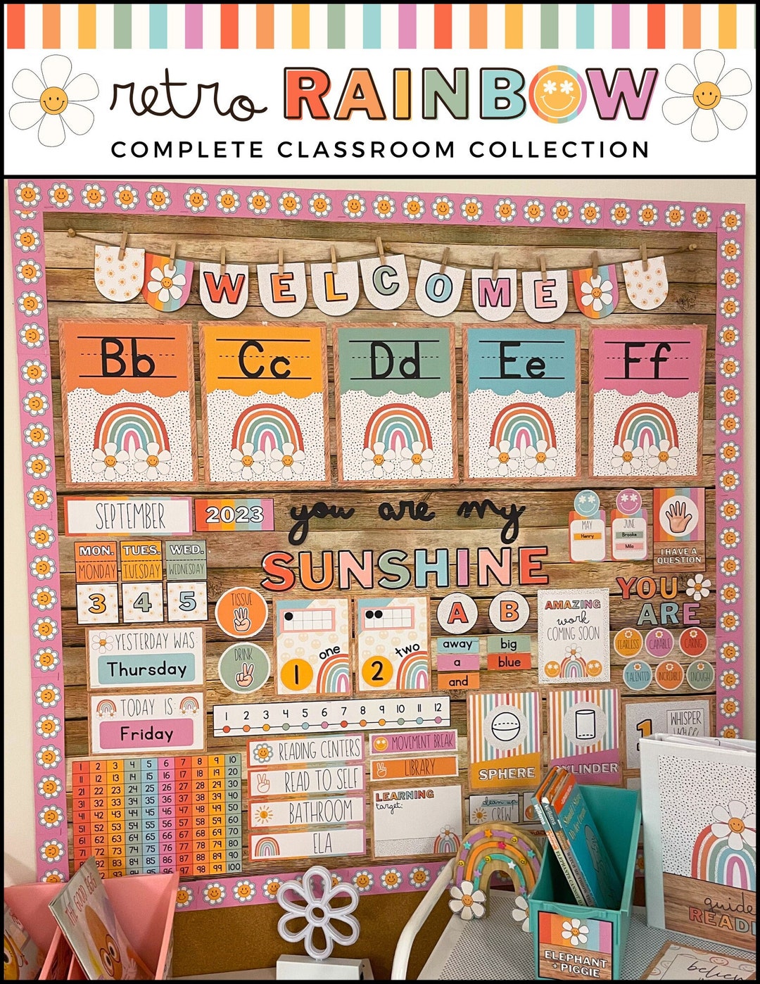 Retro Rainbow Complete Classroom Collection [editable] - Etsy