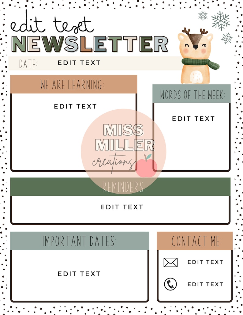 Winter Newsletter Template editable - Etsy
