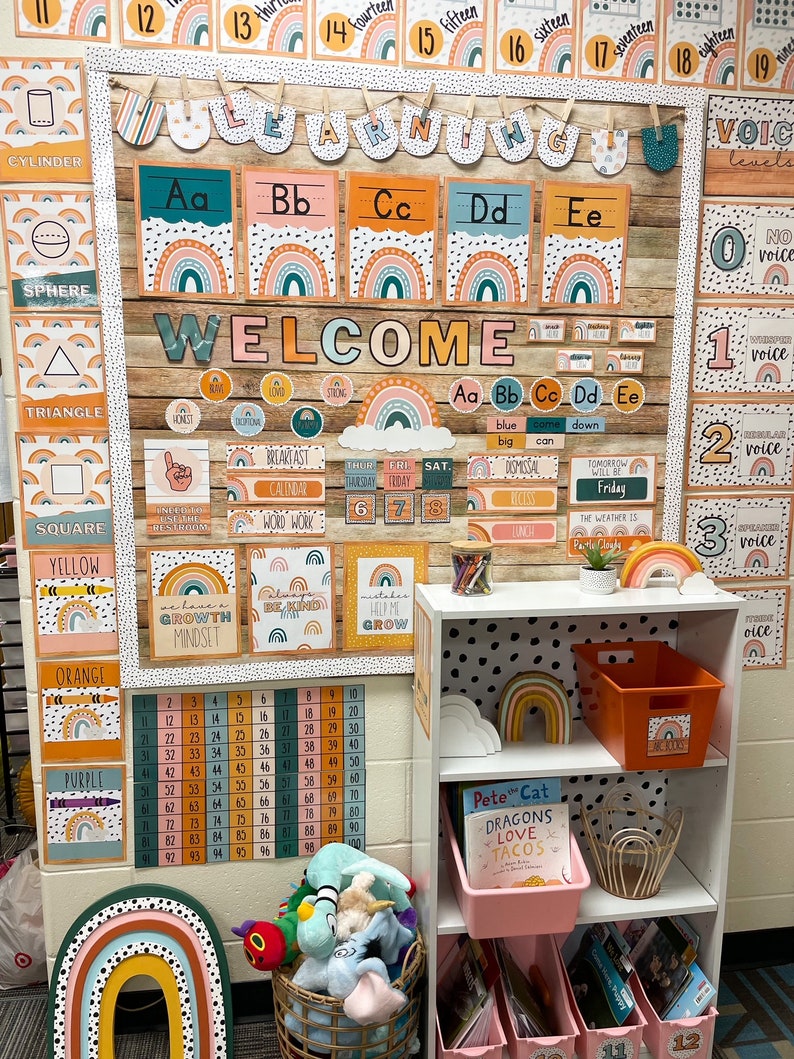 Modern Boho Rainbow Classroom Complete Bundle editable - Etsy