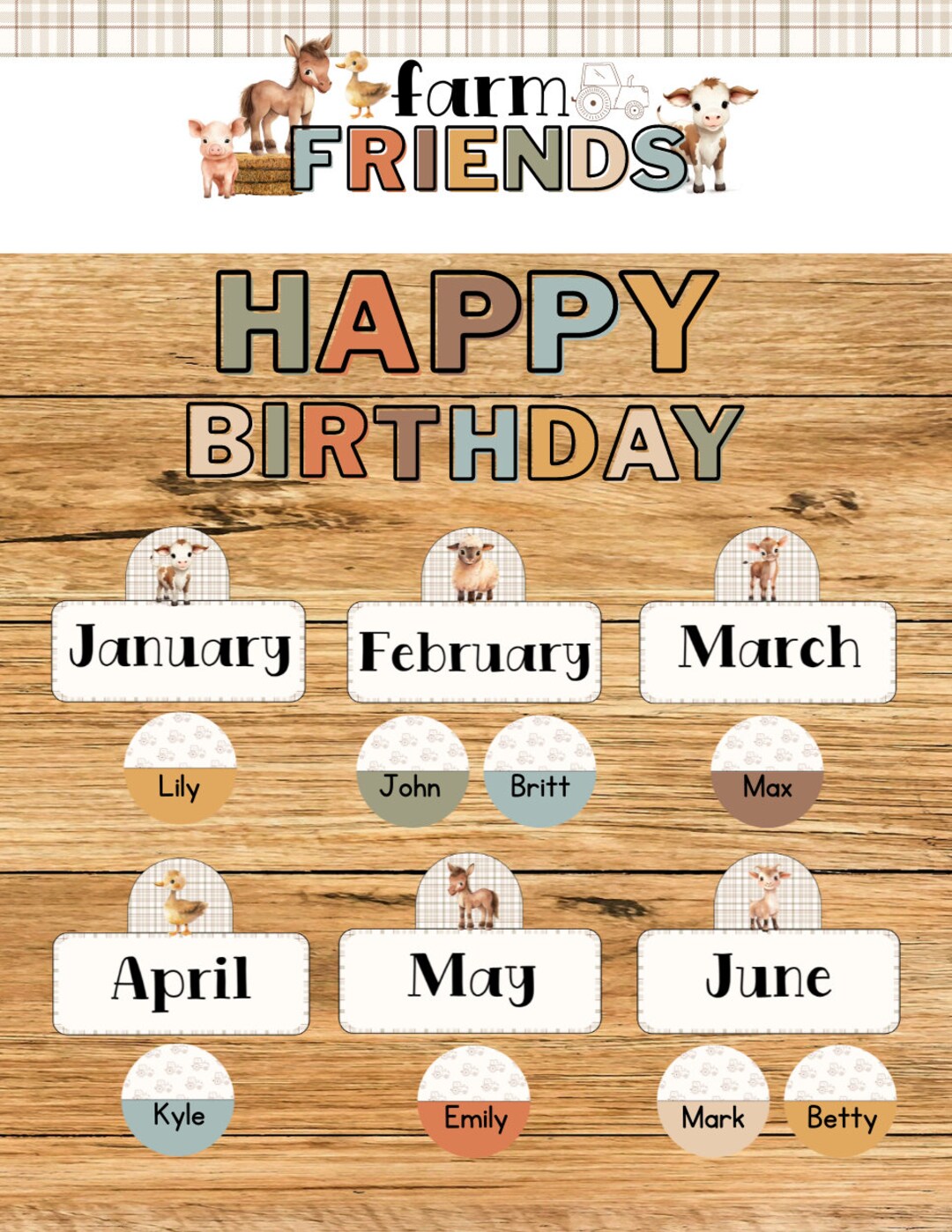 Farm Friends Class Birthday Display - Etsy