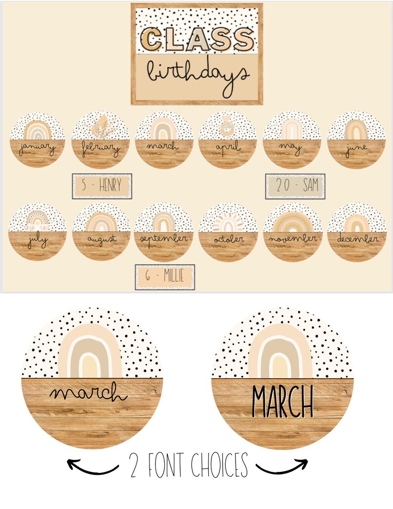Neutral Boho Rainbow Class Birthday Display editable - Etsy