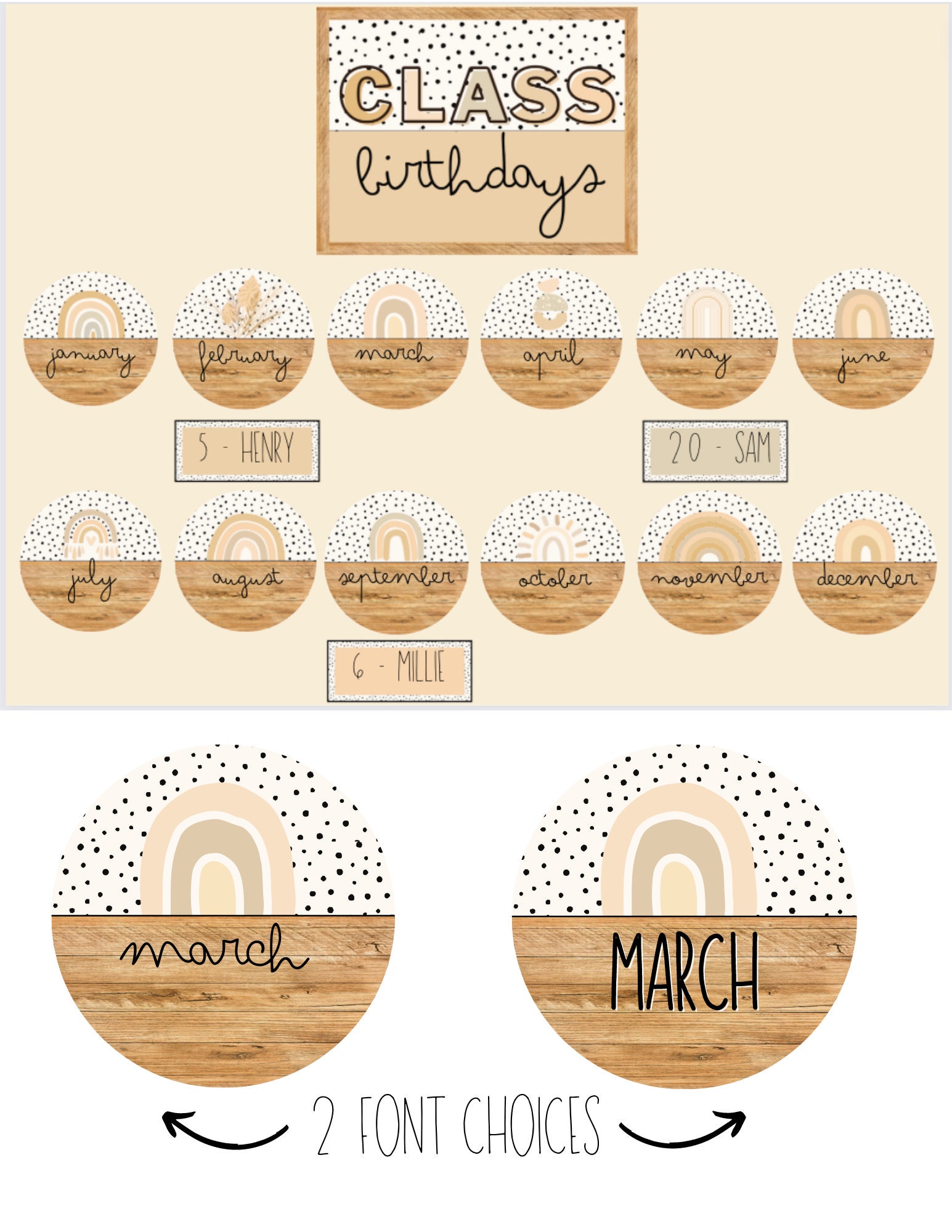 Neutral Boho Rainbow Class Birthday Display editable - Etsy Canada