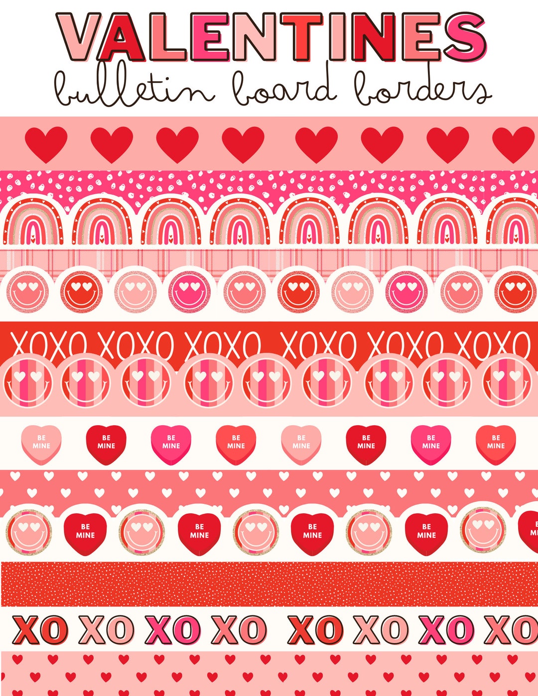 Modern Valentine's Day Bulletin Board Borders - Etsy