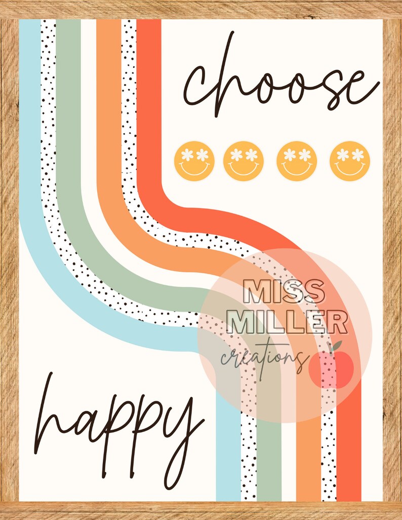 Retro Rainbow Classroom Quote Posters - Etsy