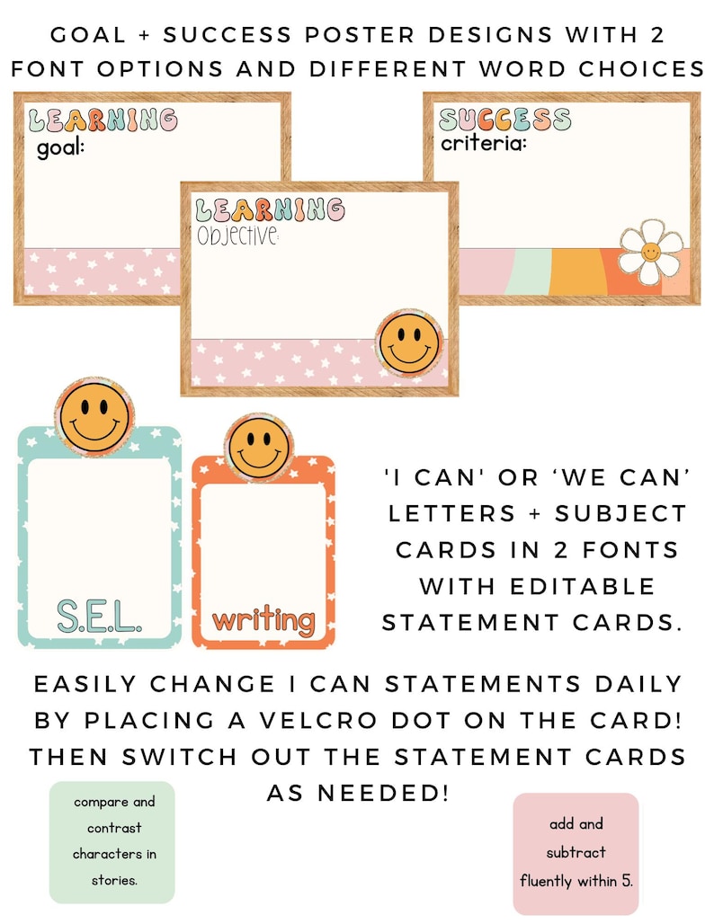 Groovy Boho Volume II Learning Goal Posters/i Can Statements/focus Wall ...