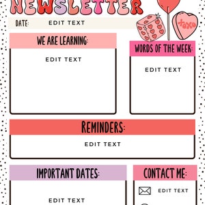 Groovy Valentine Newsletter Template - Etsy