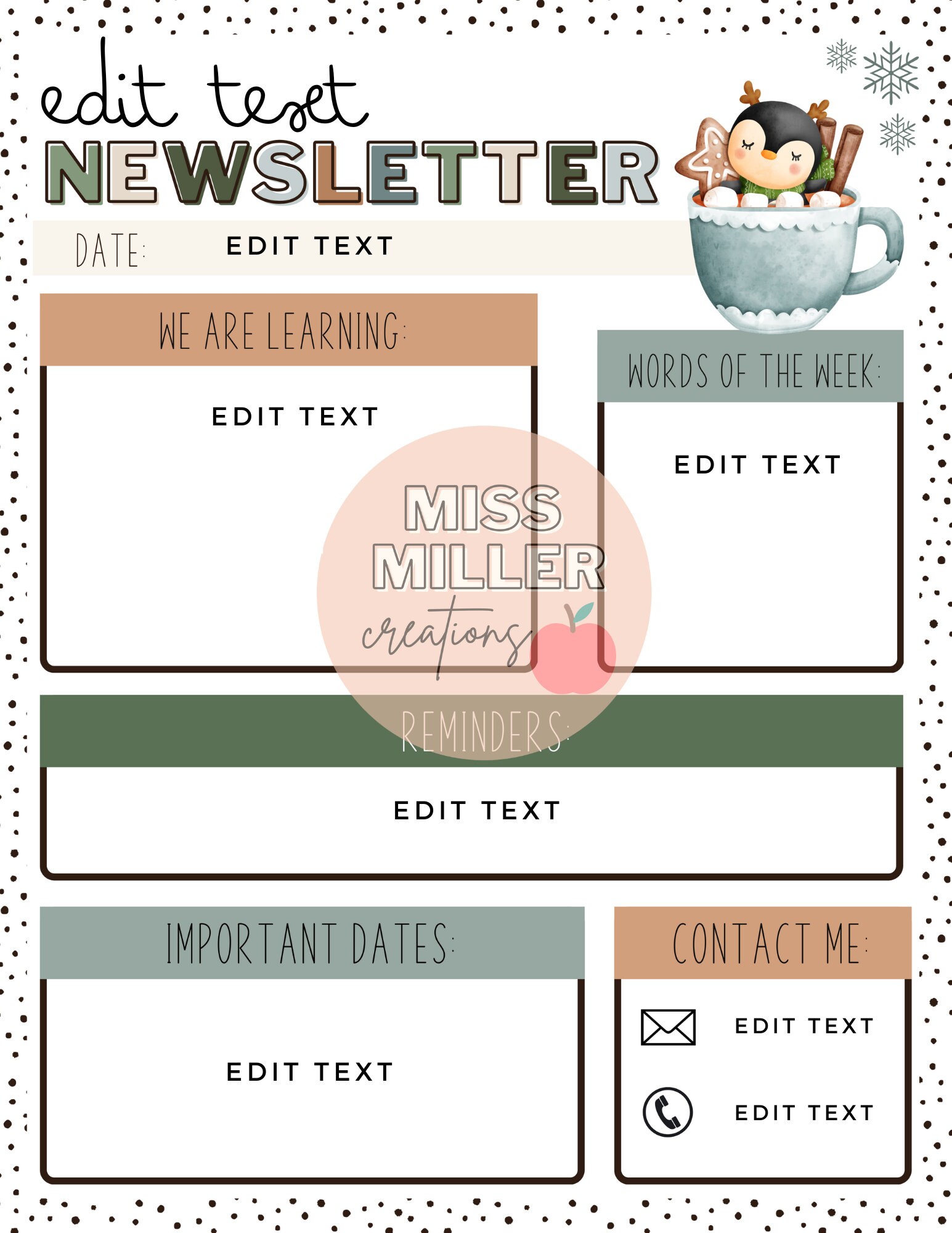 Winter Newsletter Template editable - Etsy