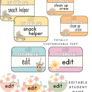 Groovy Pastel Class Jobs Display [editable] - Etsy