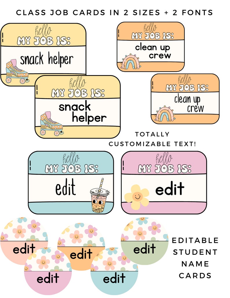 Groovy Pastel Class Jobs Display [editable] - Etsy