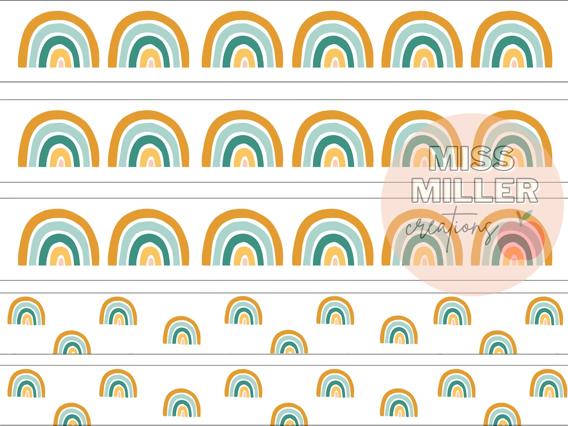 Modern Boho Rainbow Bulletin Board Borders Pack - Etsy