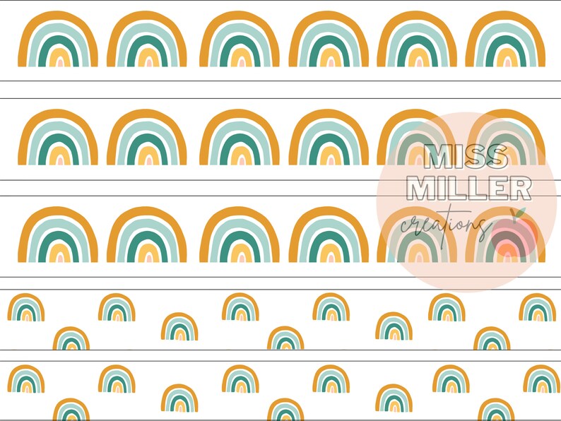 Modern Boho Rainbow Bulletin Board Borders Pack - Etsy