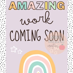 Pastel Boho Rainbow Amazing Work Coming Soon Posters - Etsy