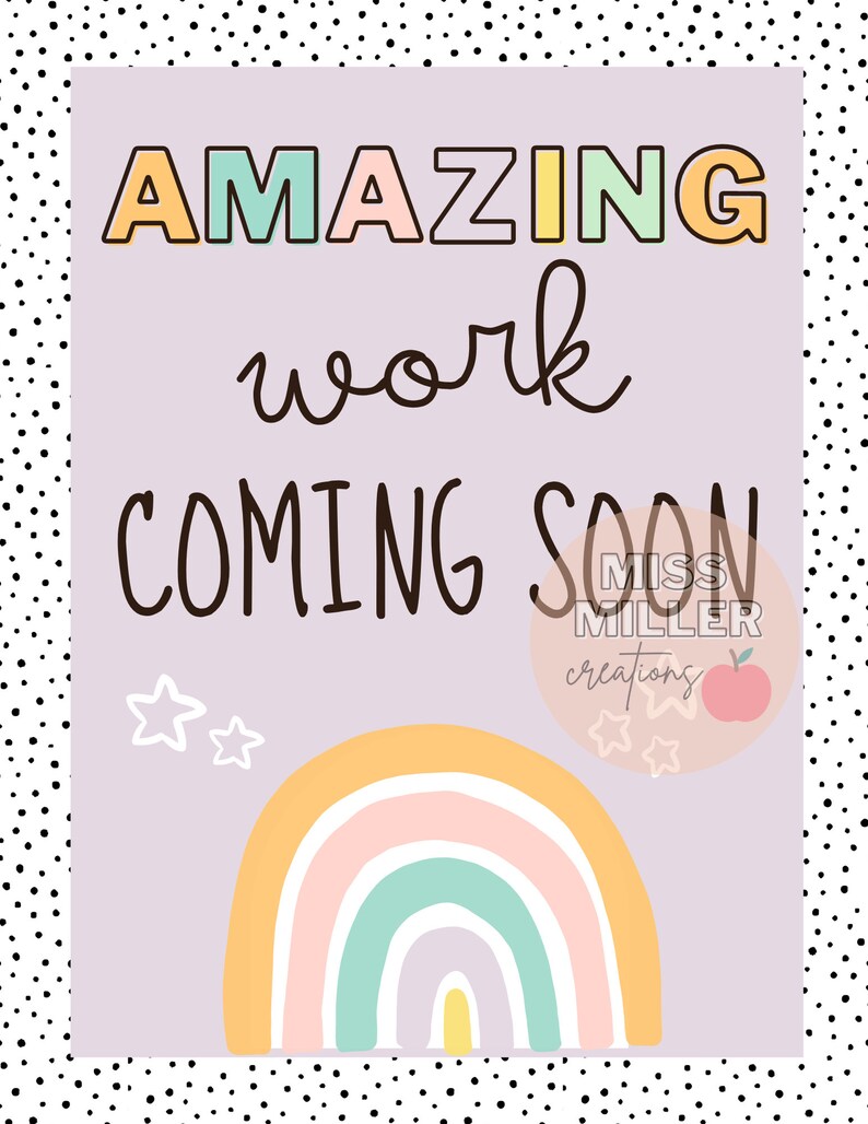 Pastel Boho Rainbow Amazing Work Coming Soon Posters - Etsy