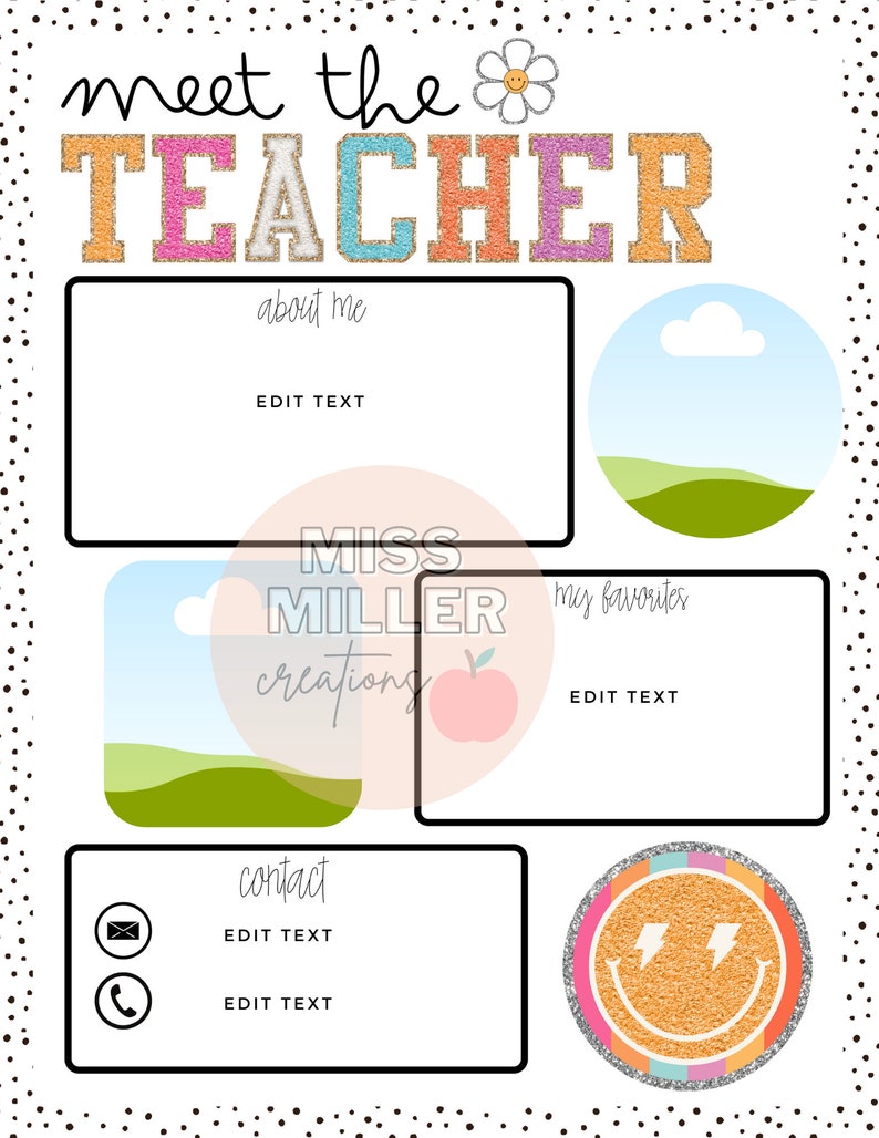 Groovy Glitter Meet the Teacher Template - Etsy