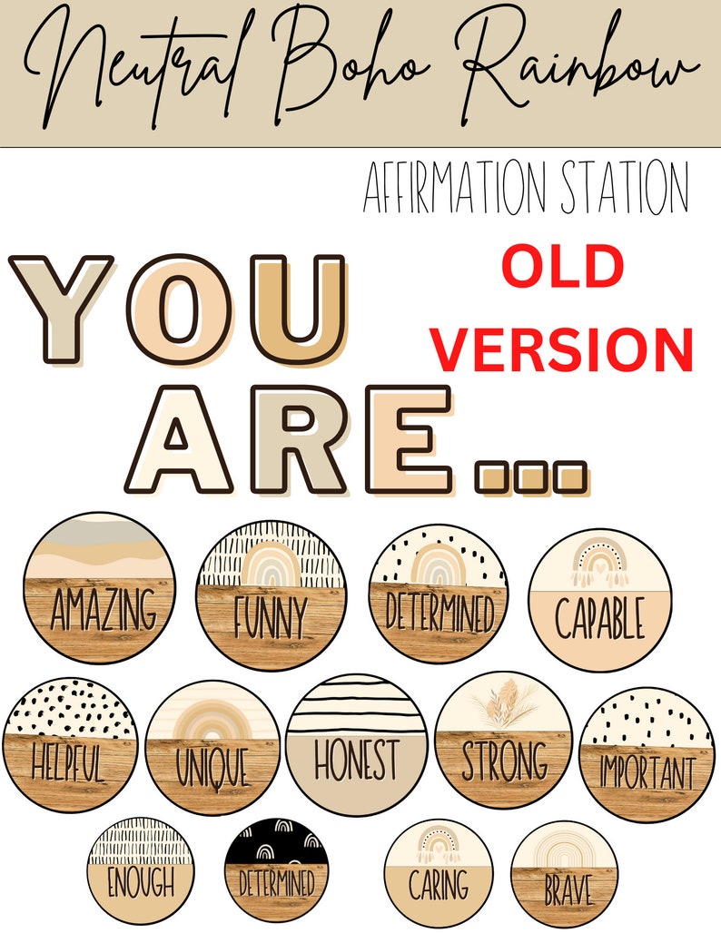 Neutral Boho Rainbow Classroom Affirmation Station - Etsy