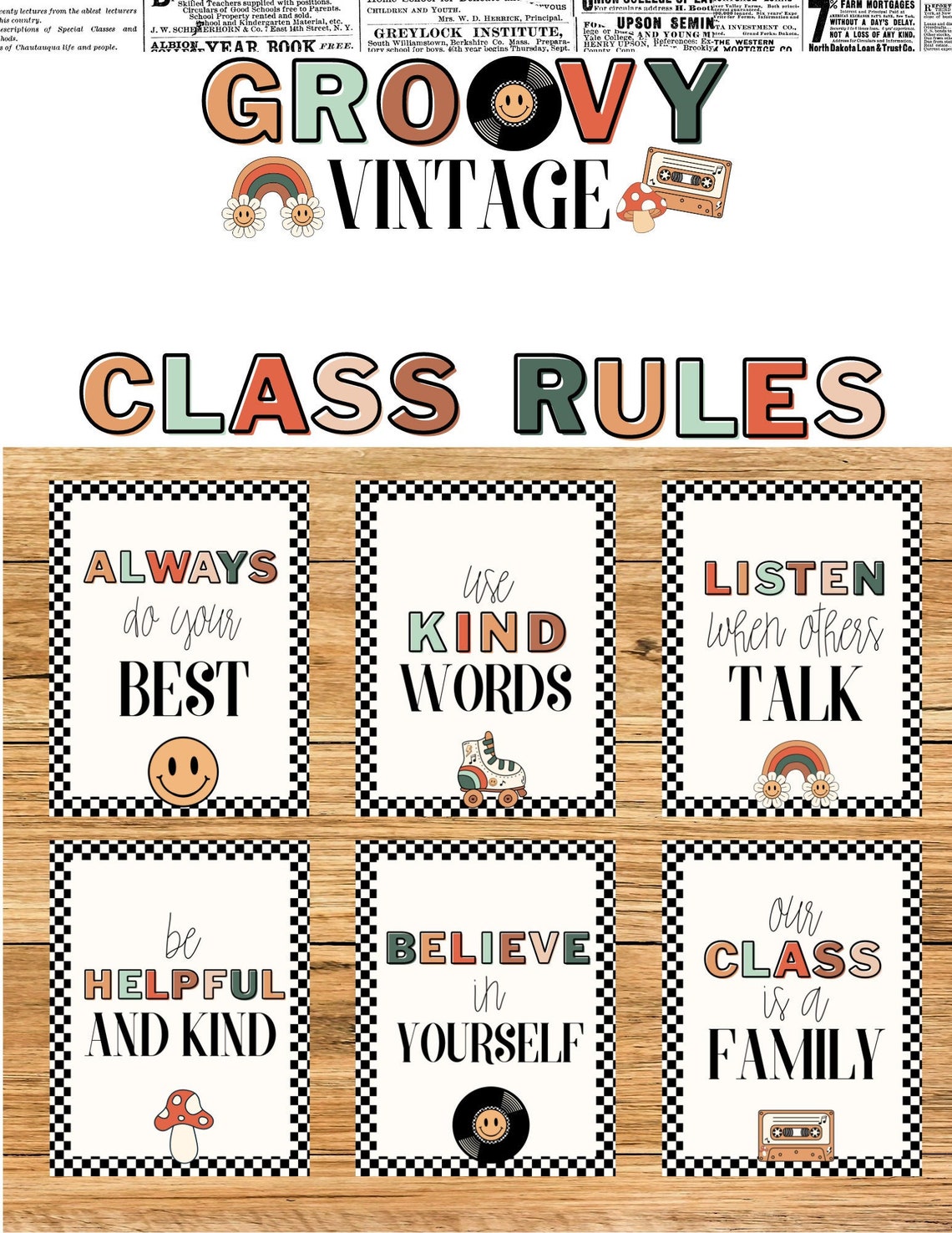 Groovy Vintage Class Rules Posters - Etsy