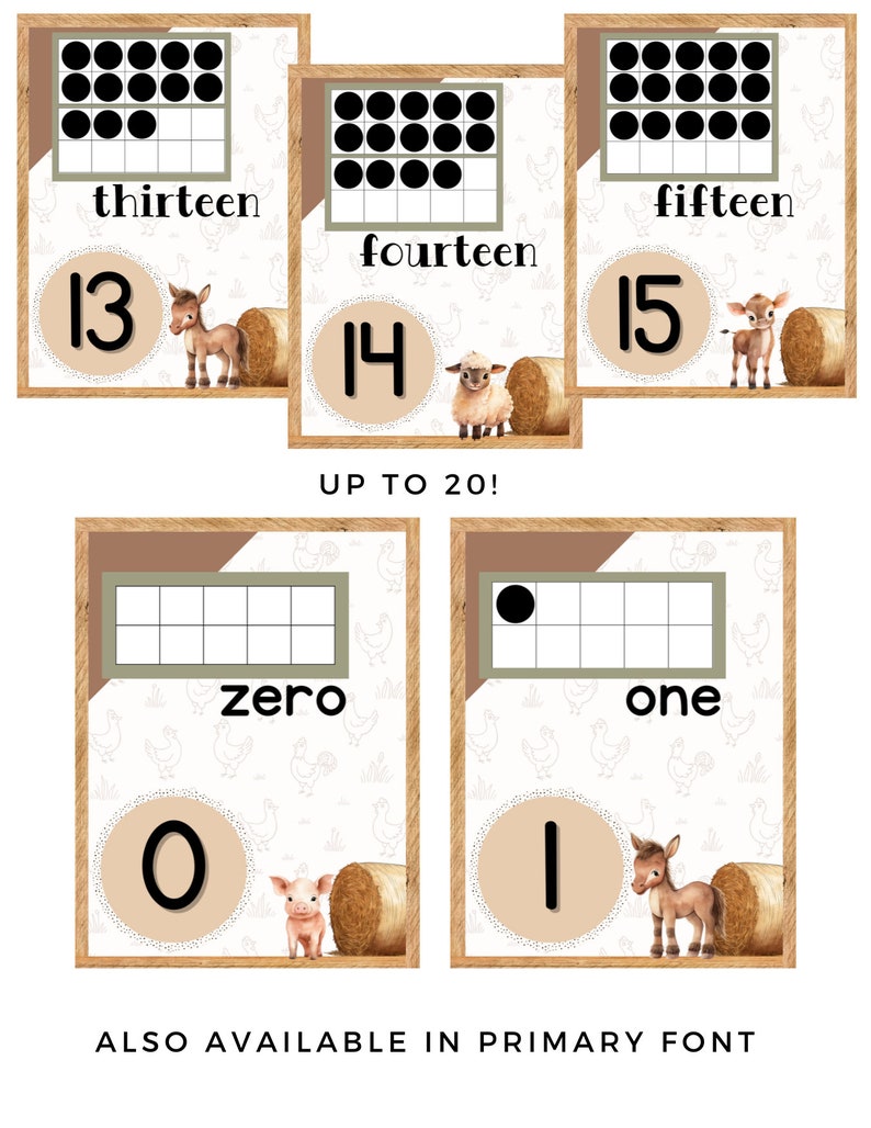 Farm Friends Classroom Number Posters - Etsy