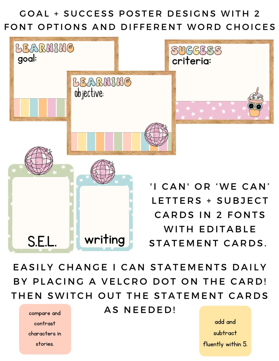 Groovy Pastel Learning Goal Posters/i Can Statements/focus Wall - Etsy
