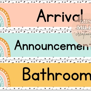 Modern Boho Rainbow Classroom Schedule [editable] - Etsy