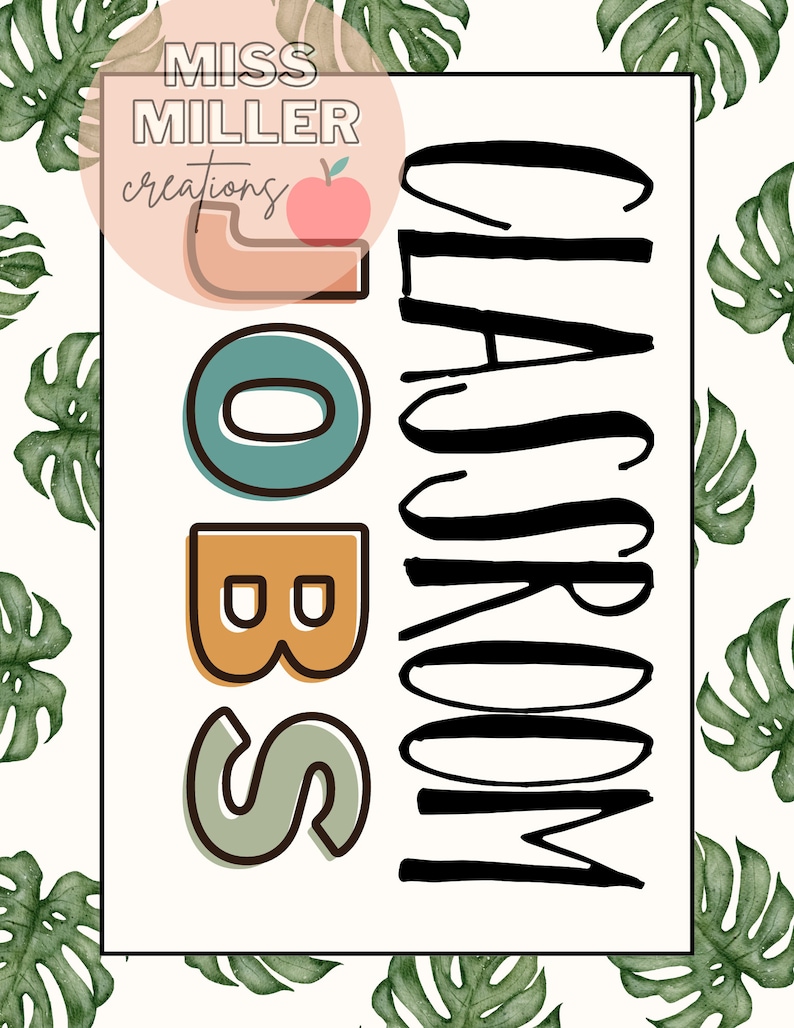 Boho Tropics Class Jobs Display [editable] - Etsy