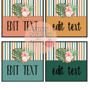 Boho Tropics Classroom Labels [editable] - Etsy