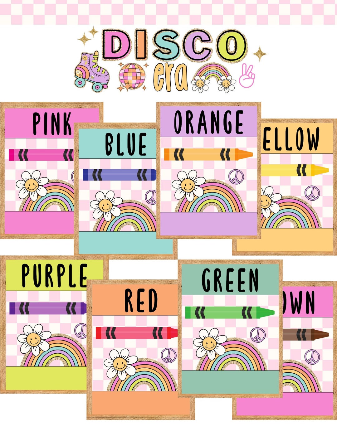 Disco Era Classroom Color Posters - Etsy