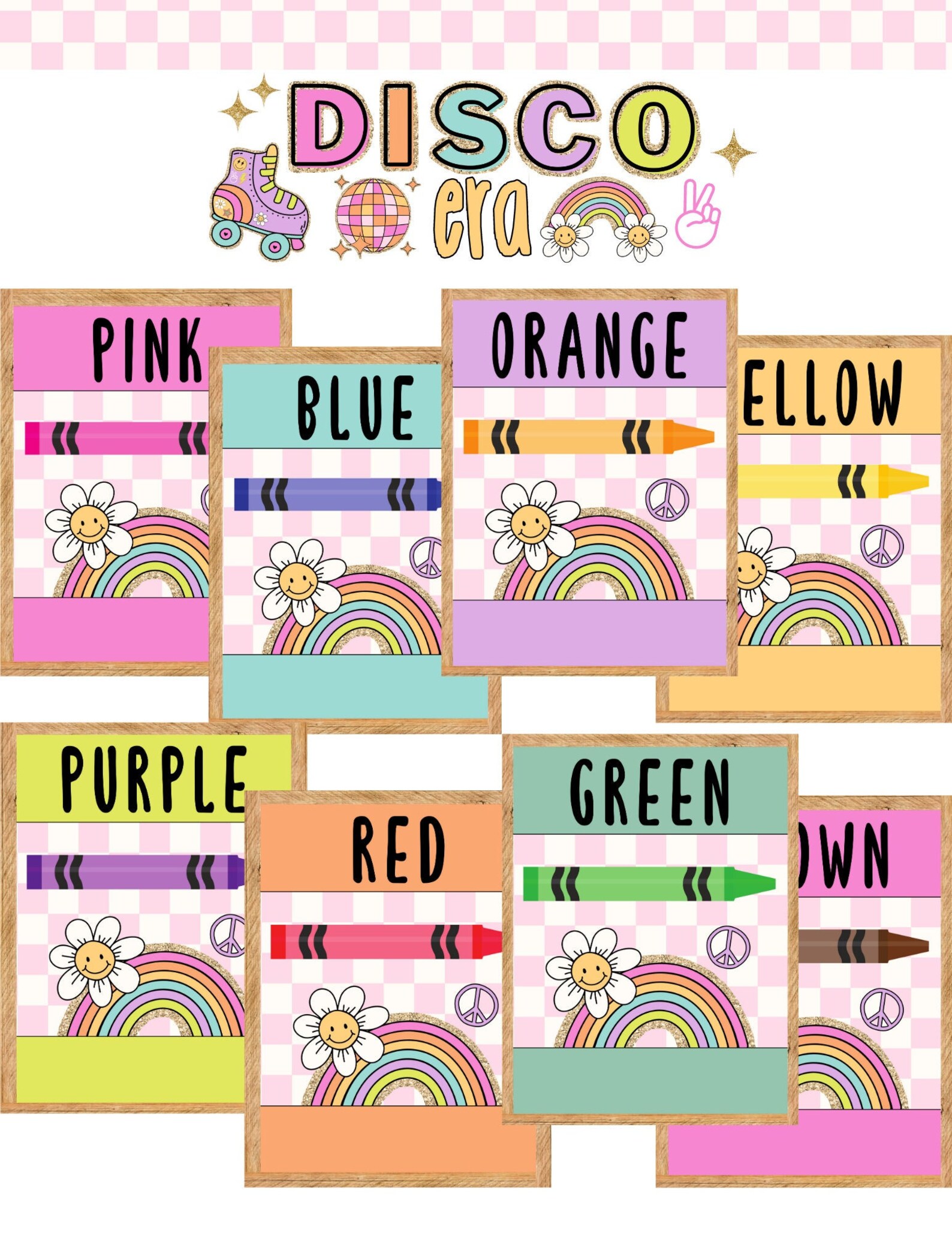Disco Era Classroom Color Posters - Etsy