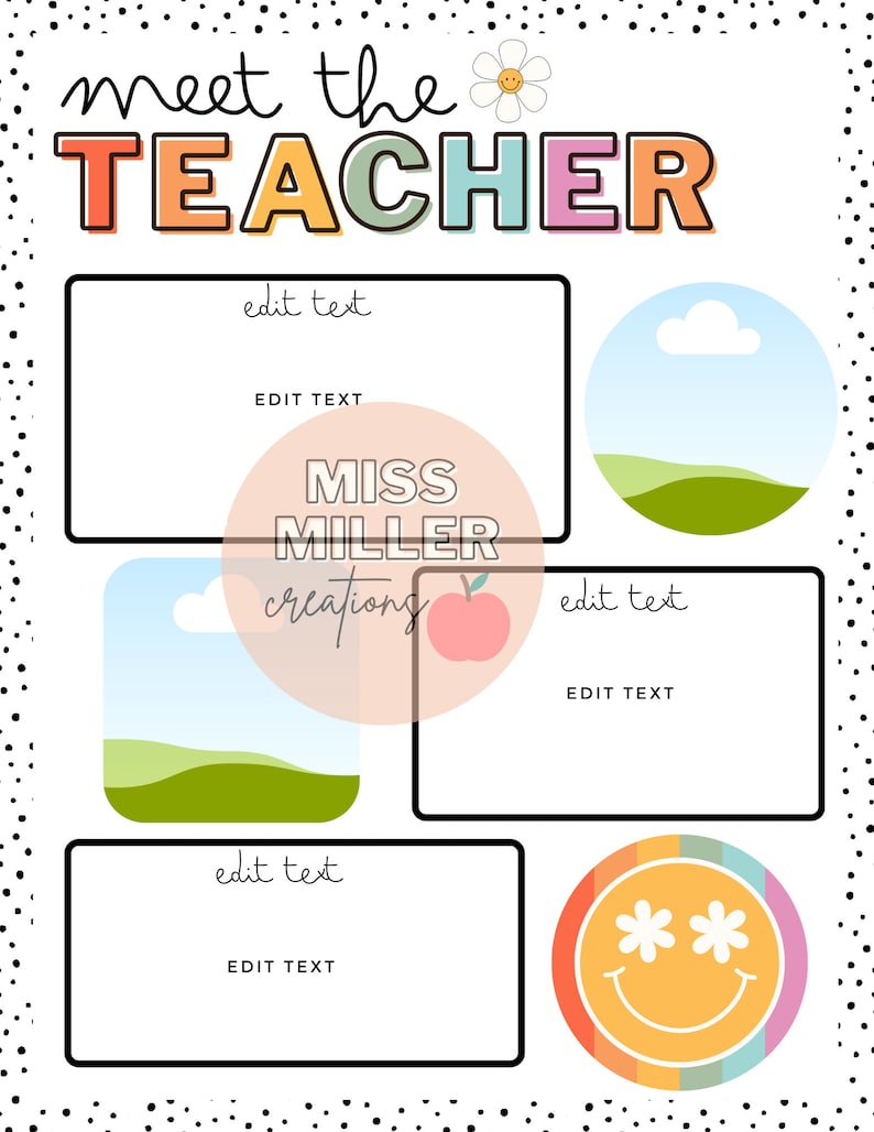 Retro Rainbow Meet the Teacher Template - Etsy