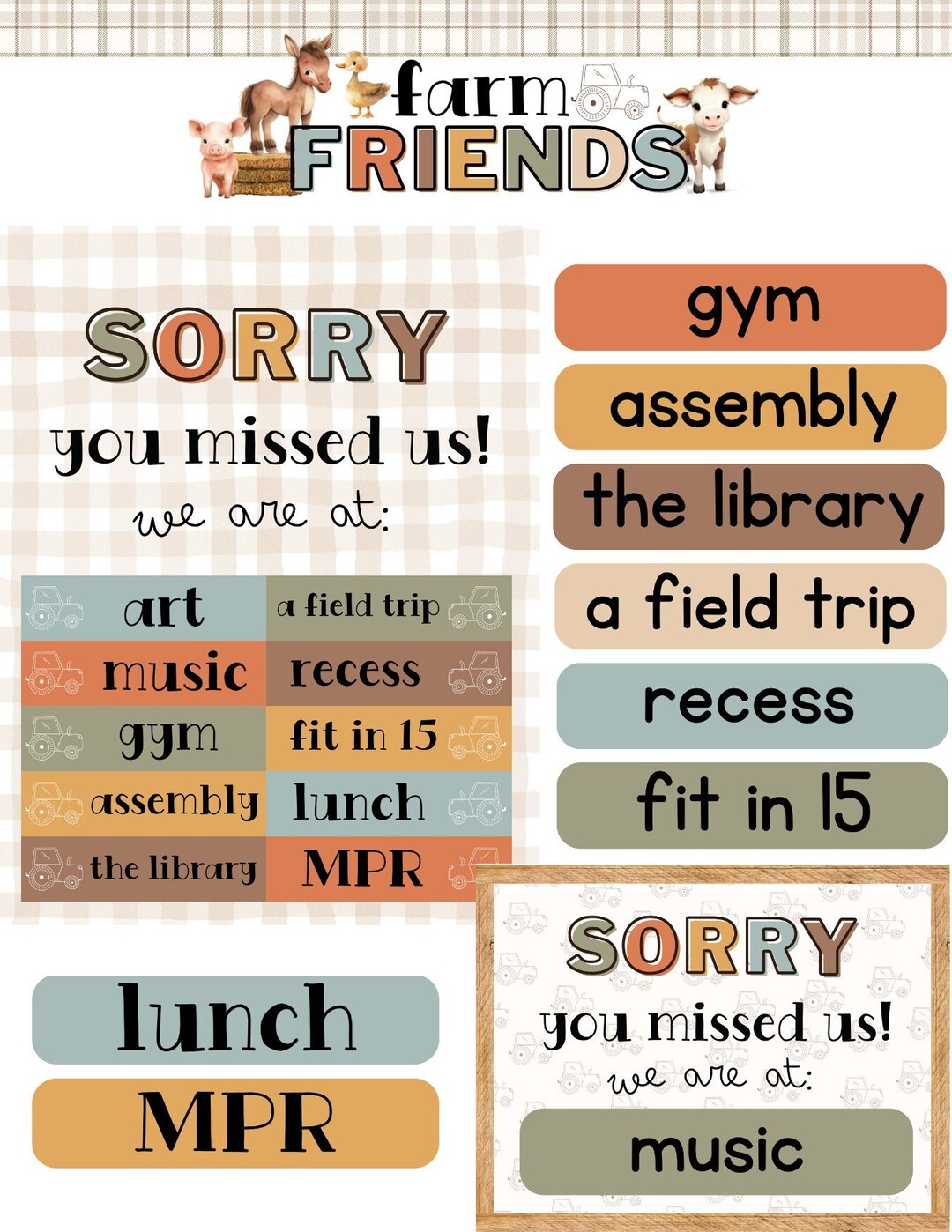 Farm Friends Where Are We Classroom Door Sign [editable] - Etsy