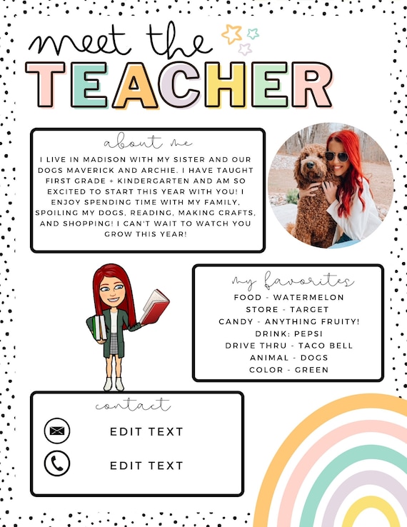 Pastel Boho Rainbow Meet the Teacher Template editable - Etsy Australia