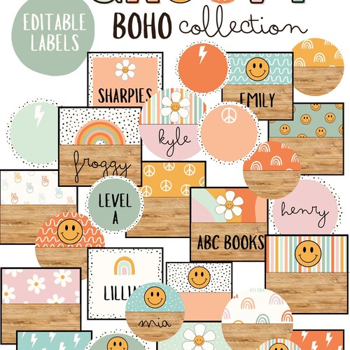 Groovy Boho Class Birthday Display editable - Etsy