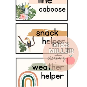 Boho Tropics Class Jobs Display [editable] - Etsy