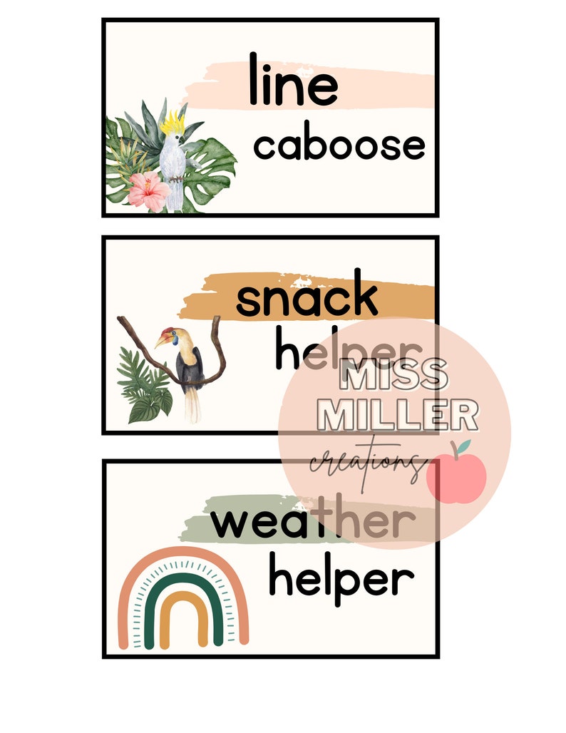 Boho Tropics Class Jobs Display [editable] - Etsy