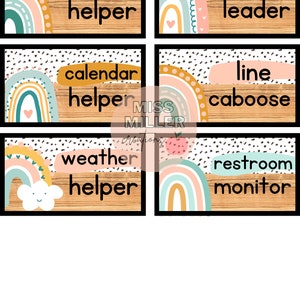 Modern Boho Rainbow Classroom Jobs Display [editable] - Etsy