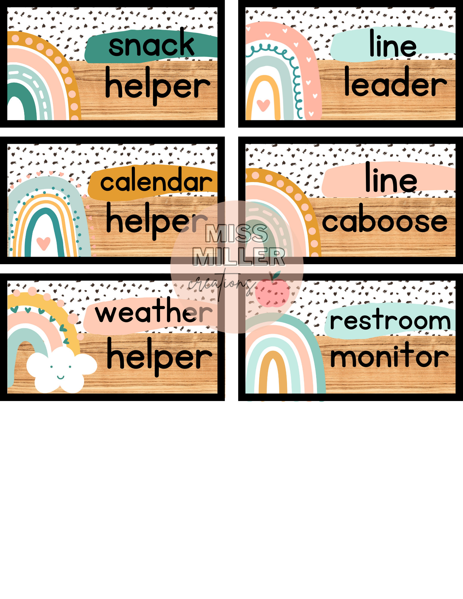 Modern Boho Rainbow Classroom Jobs Display editable - Etsy