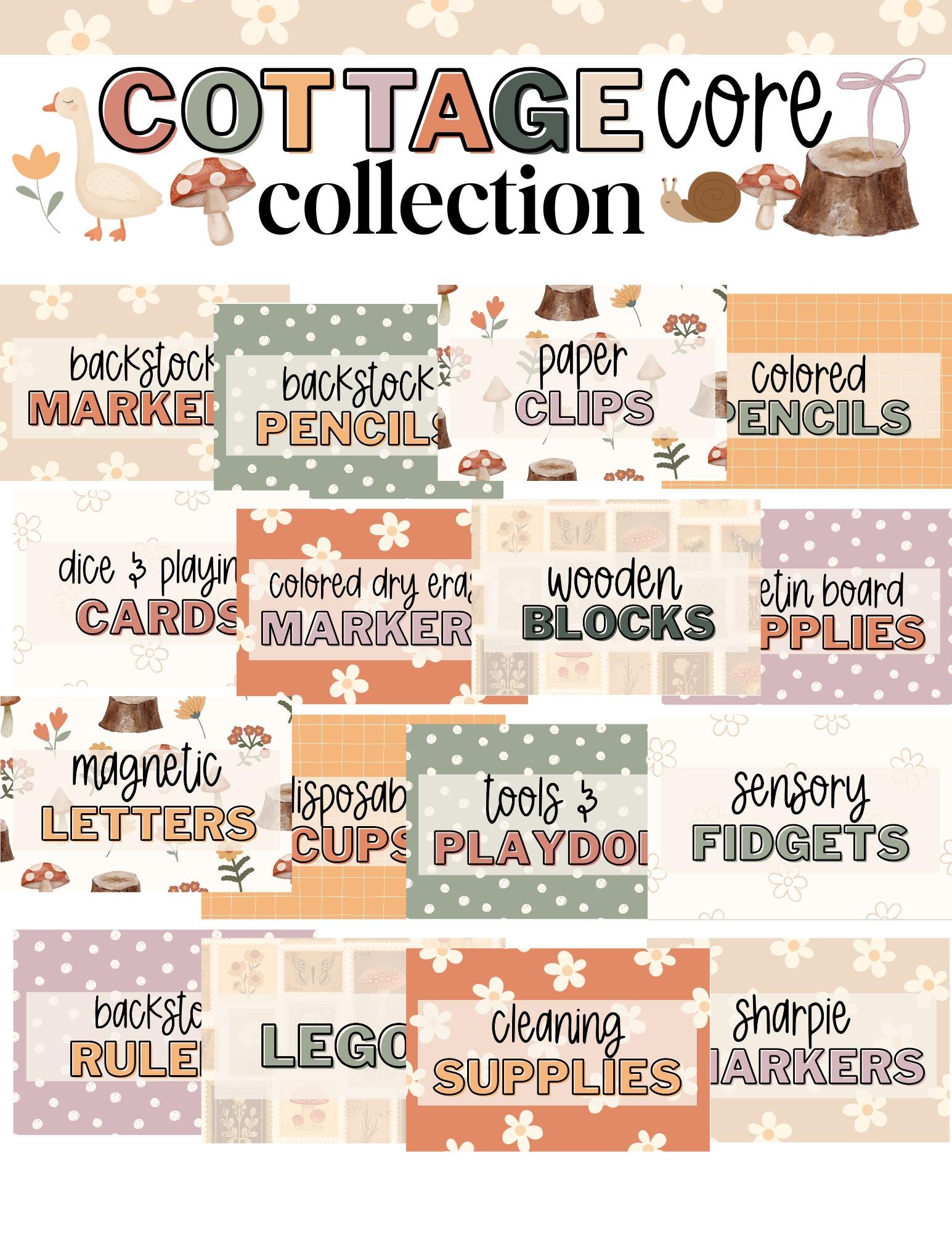 Cottagecore Classroom Supply Labels - Etsy