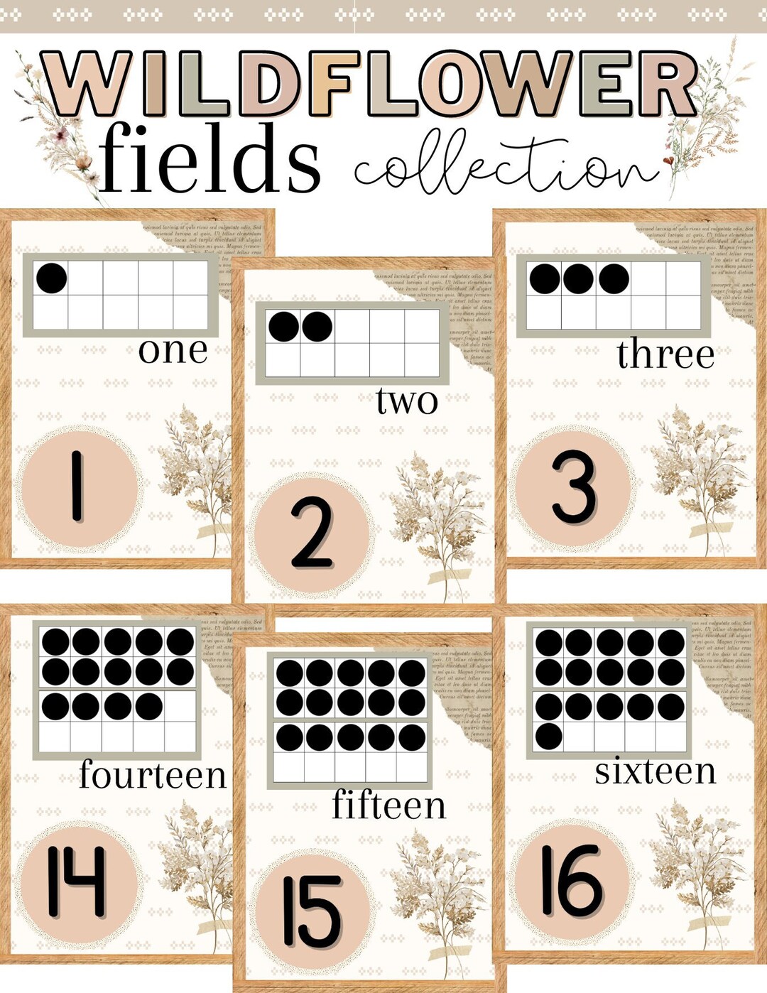Wildflower Fields Classroom Number Posters - Etsy