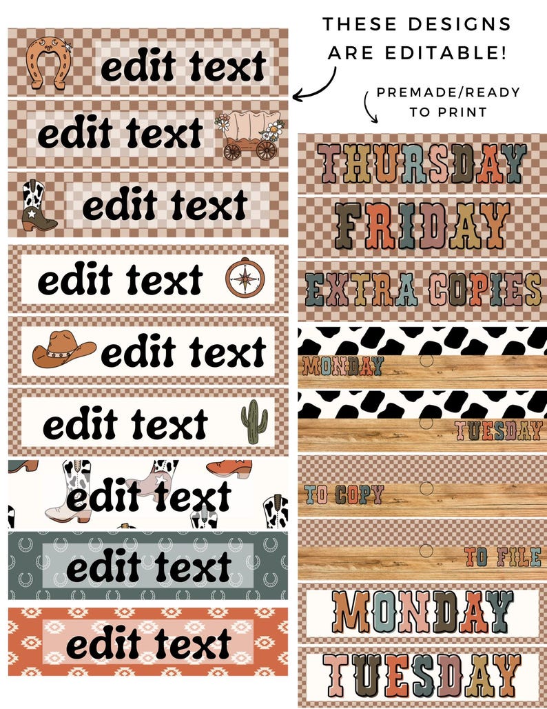 Wild Wild West 10-drawer Cart Labels - Etsy